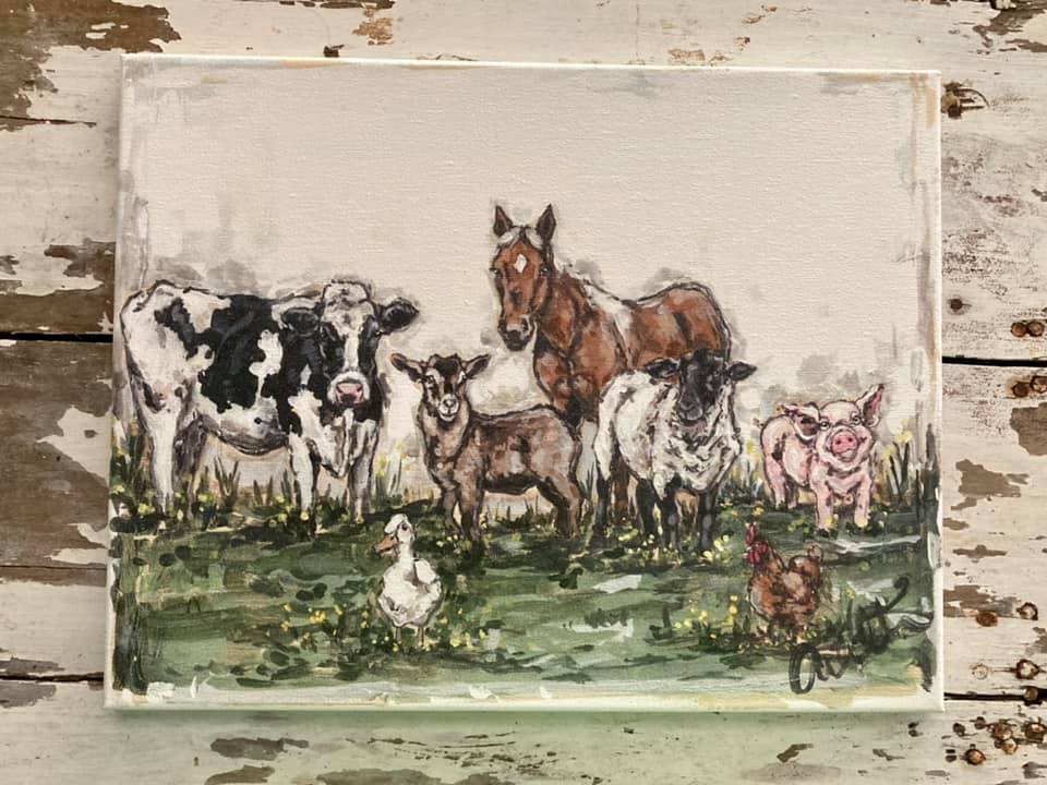 Farm Animals Painting Patterns Farm Animal Illustrations Seamless